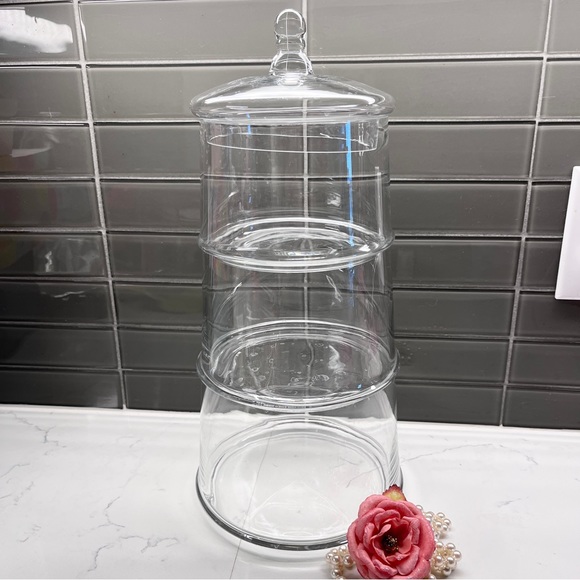 Kitchen | 3tier Translucent Stacking Jars Round Glass Candy And Cookie ...